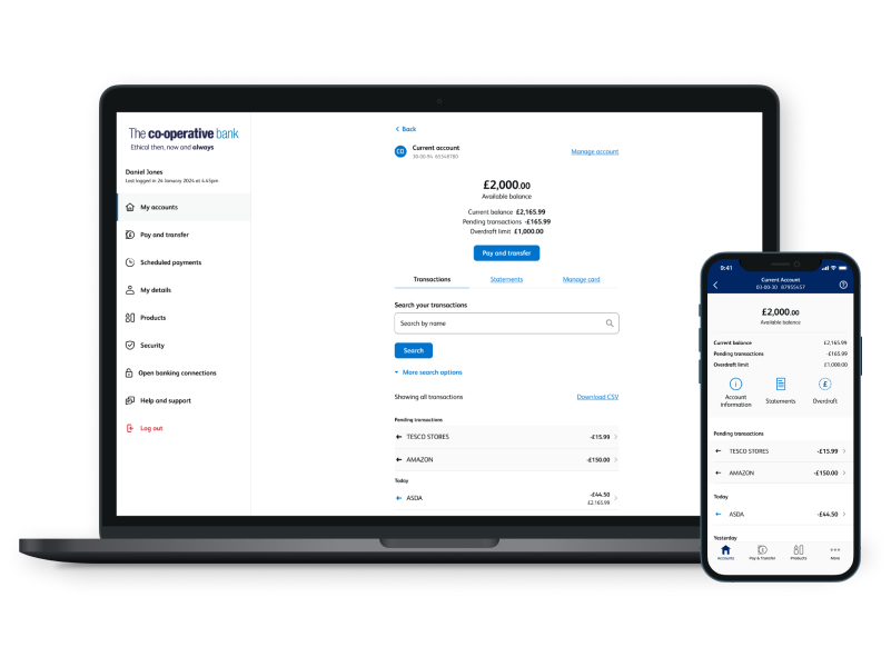 Pending transactions | The Co-operative bank